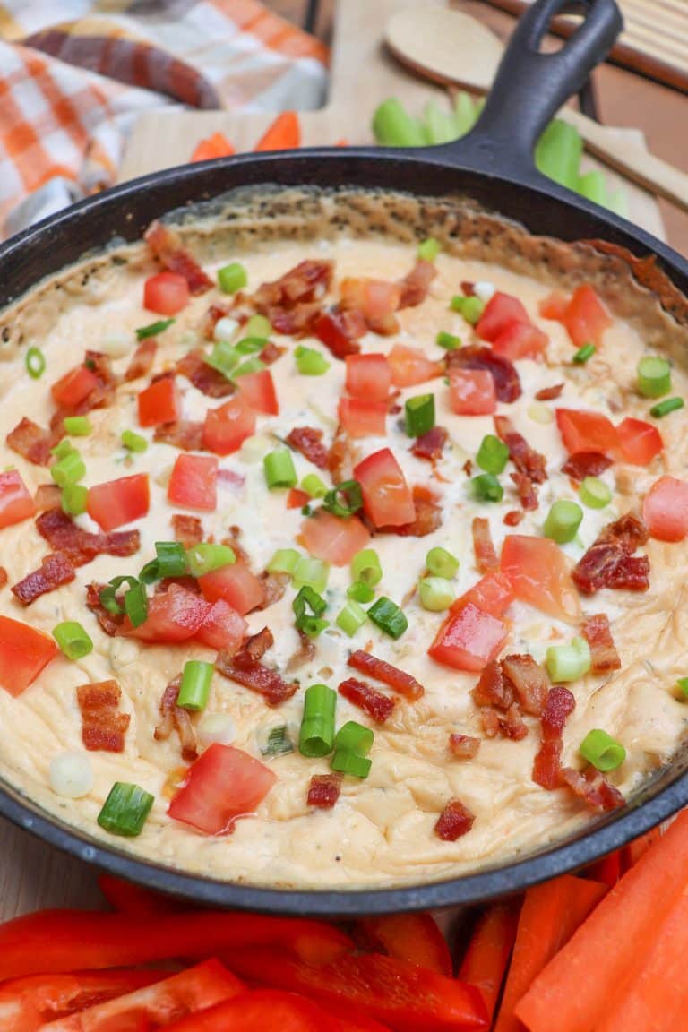 Fully Loaded Cheesy Skillet Dip Recipe » Campfire Foodie