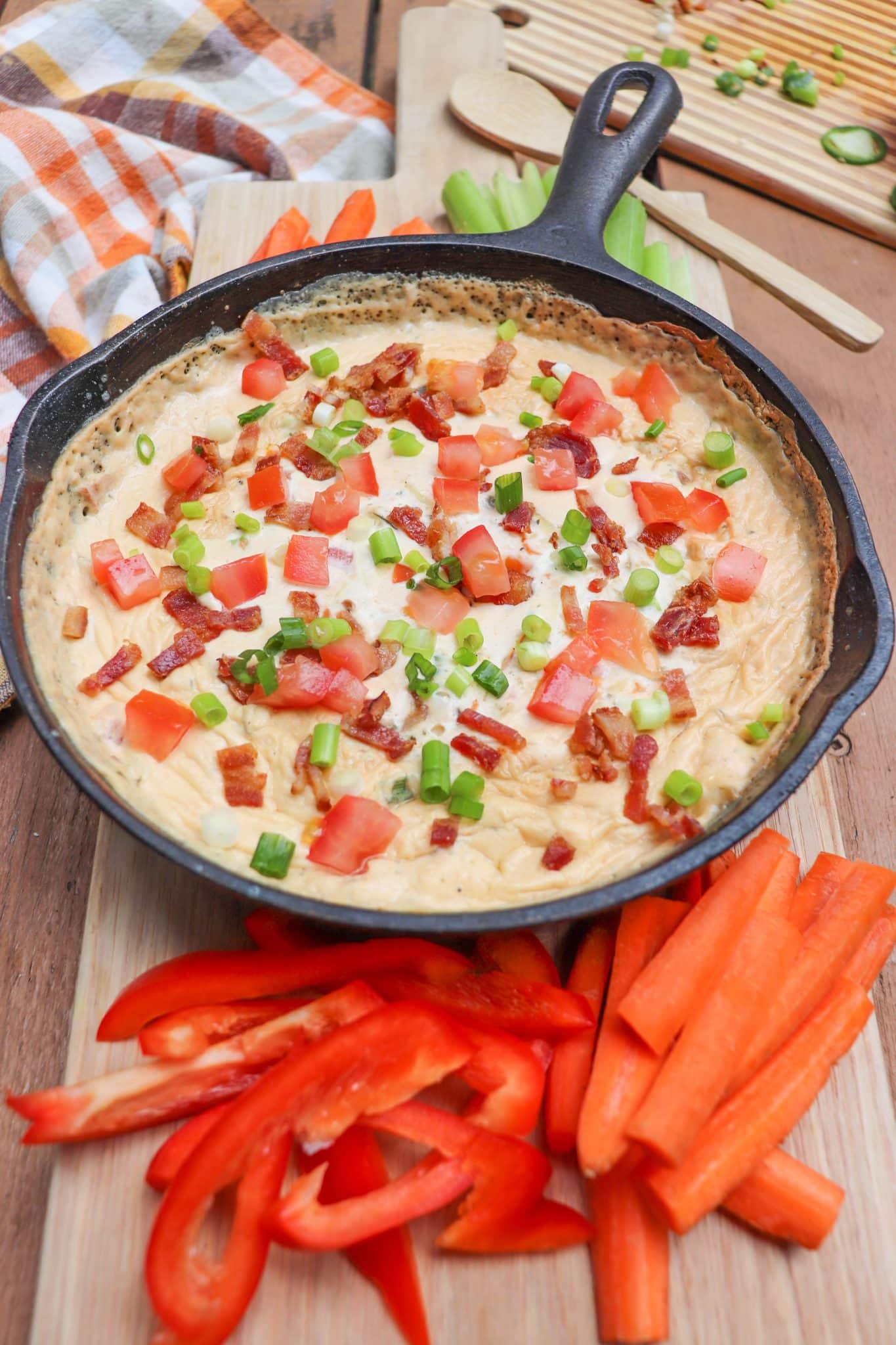 Fully Loaded Cheesy Skillet Dip Recipe » Campfire Foodie