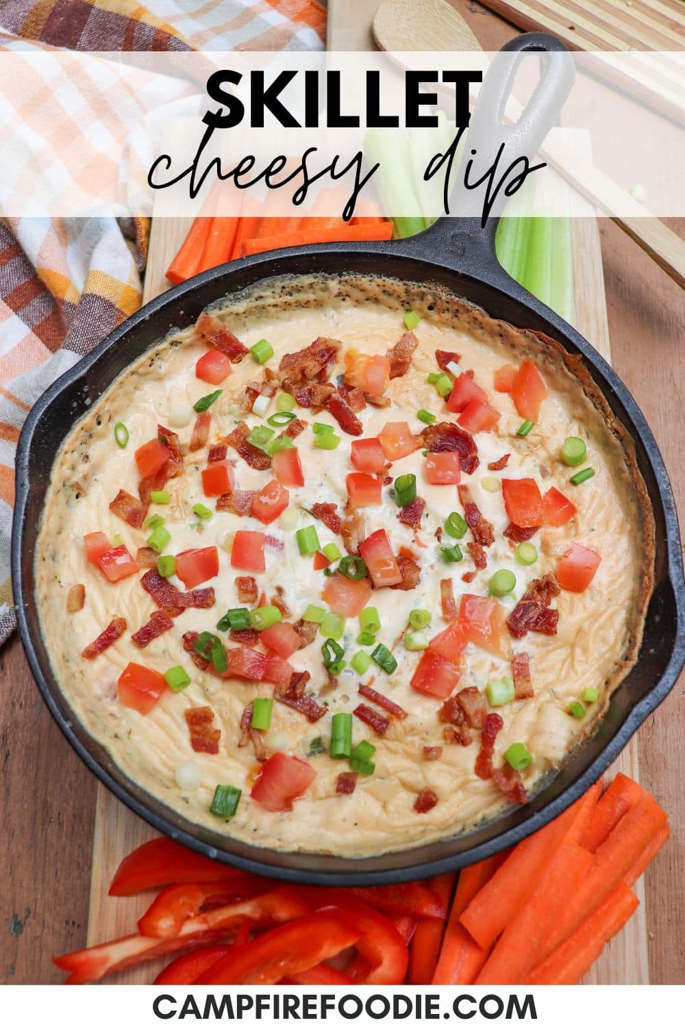 Fully Loaded Cheesy Skillet Dip Recipe » Campfire Foodie